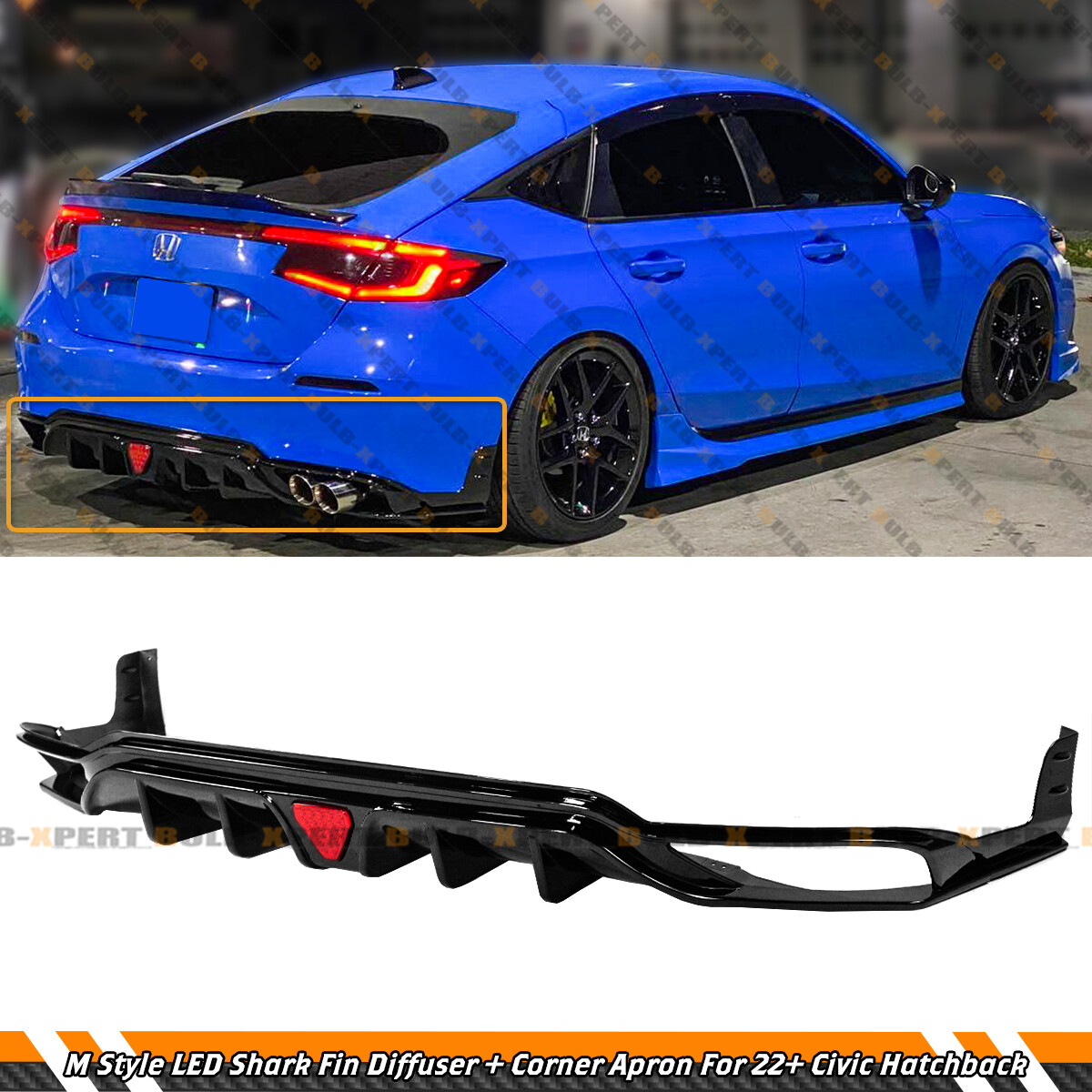 FOR 2022-25 Honda Civic FL1 5DR Hatchback JDM Glossy Black LED Rear ...