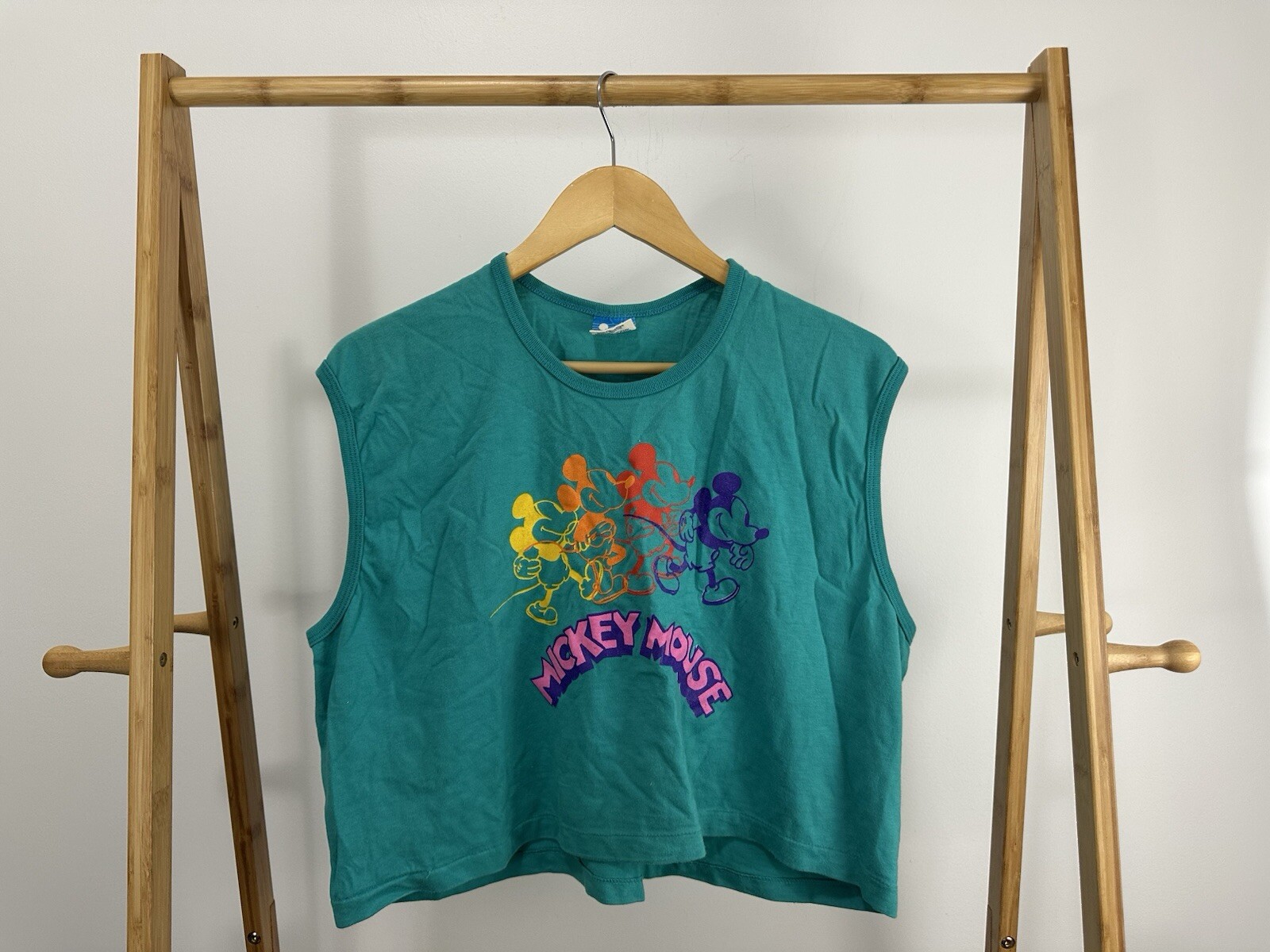 VTG 80s Mickey Mouse Gradient Rainbow Sleeveless Crop… - Gem