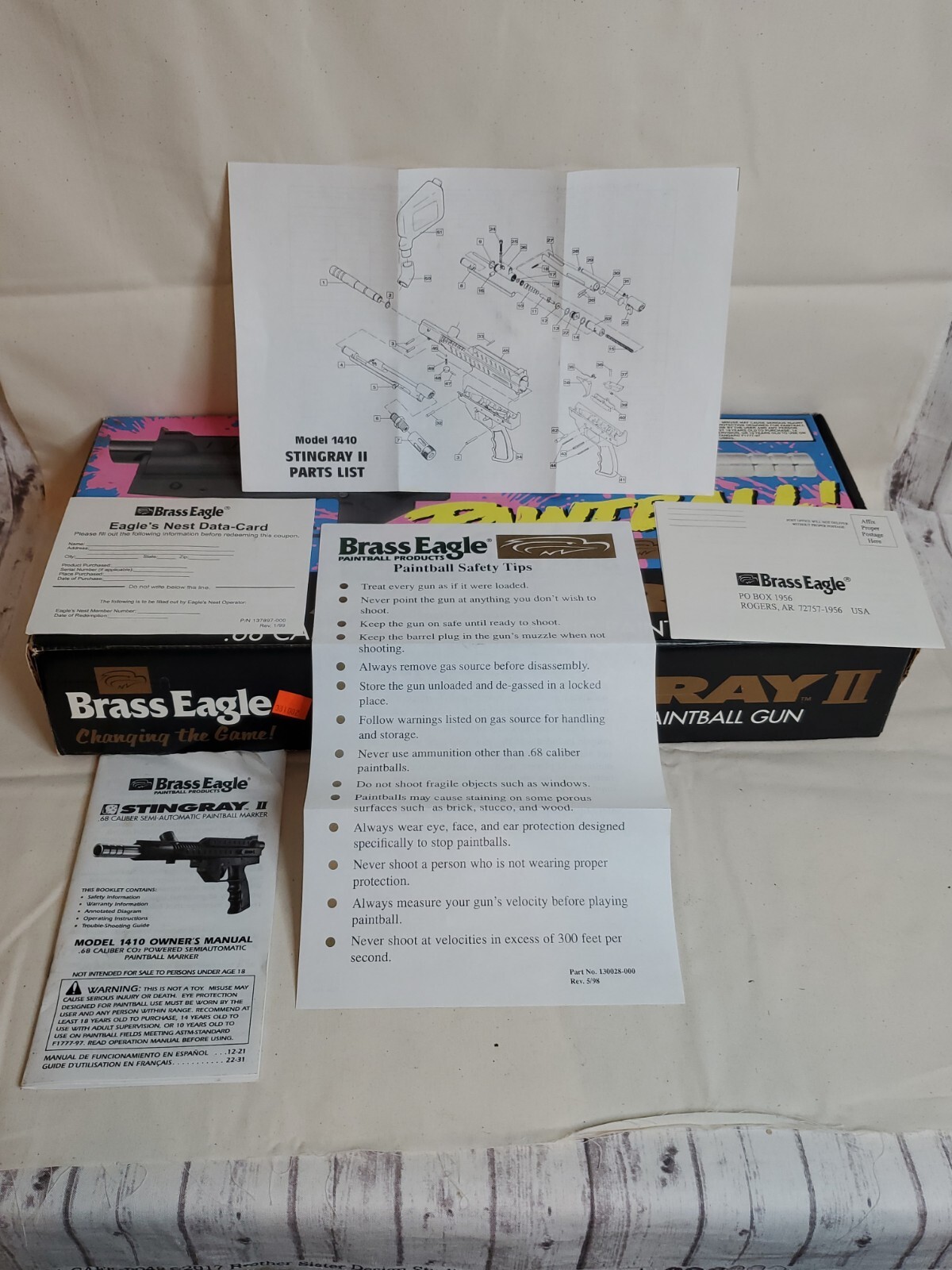Stingray II .68 Caliber Semi-Auto Paintball Gun Brass Eagle In Box w ...