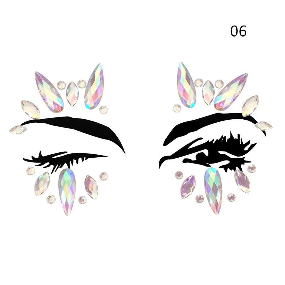 Face Crystal Sticker Eye Crafted Body Jewels Festival Temporary Tattoo ...