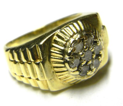 mens 14k yellow solid gold rollie president style cluster diamond ring ...