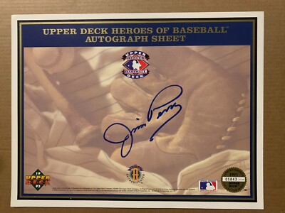 Jim Perry Signed 8.5X11 Upper Deck Heroes Of Baseball Sheet Detroit ...