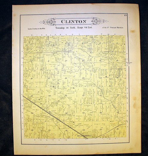 Clinton Township 1892 Plat Map Elkhart County Indiana Original | eBay