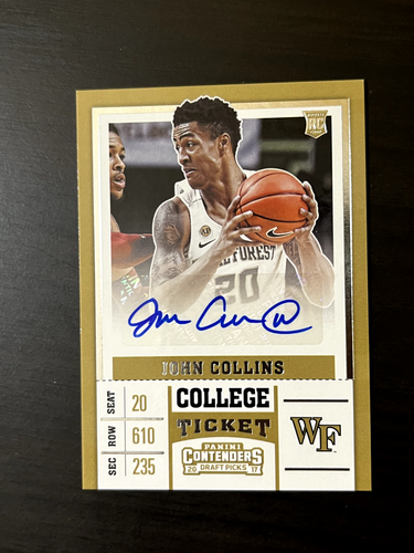 John Collins 2017 Contenders Draft Picks College Ticket Rookie ...