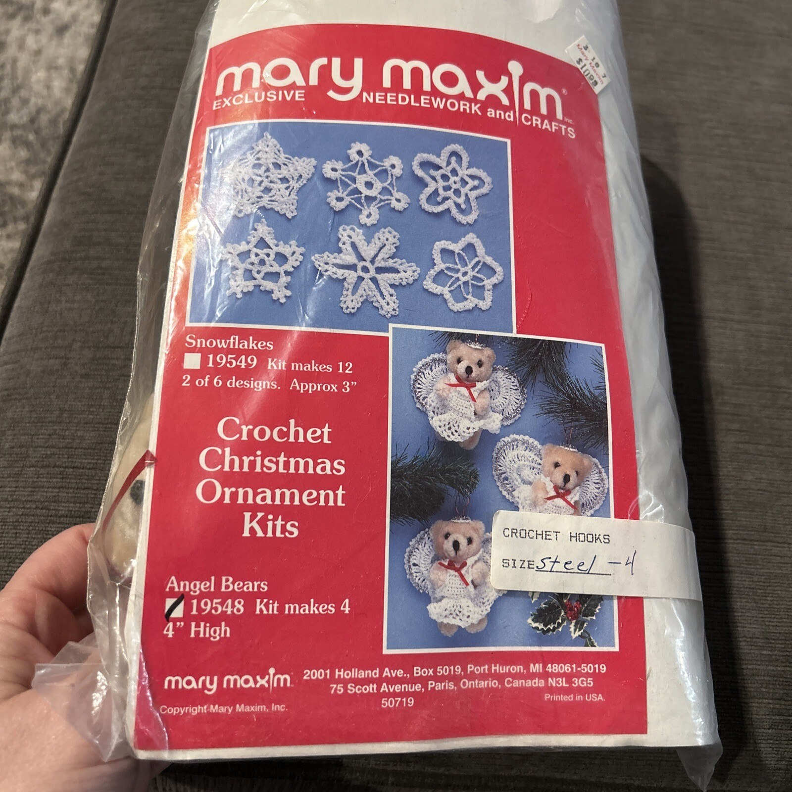 Vintage MARY MAXIM Needlepoint Kit 19548 CHRISTMAS Crochet Angel Bear 4 ...