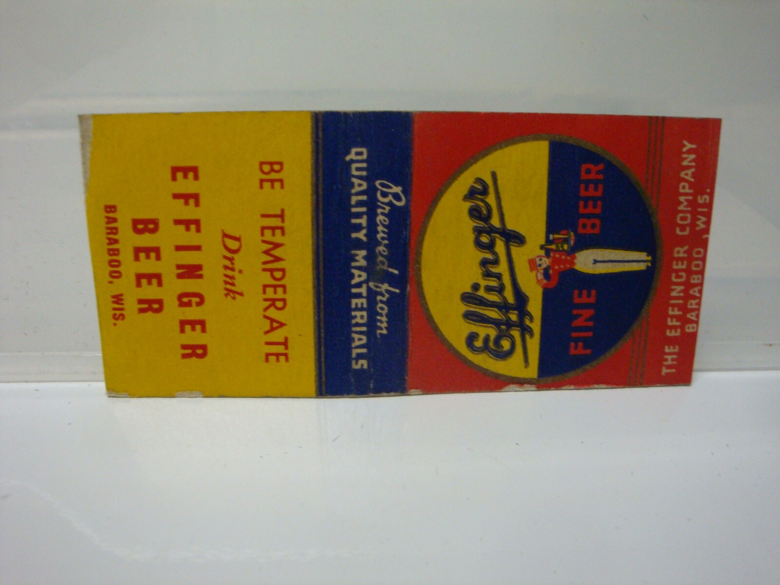 Effinger Beer Matchbook Baraboo, Wis. | eBay