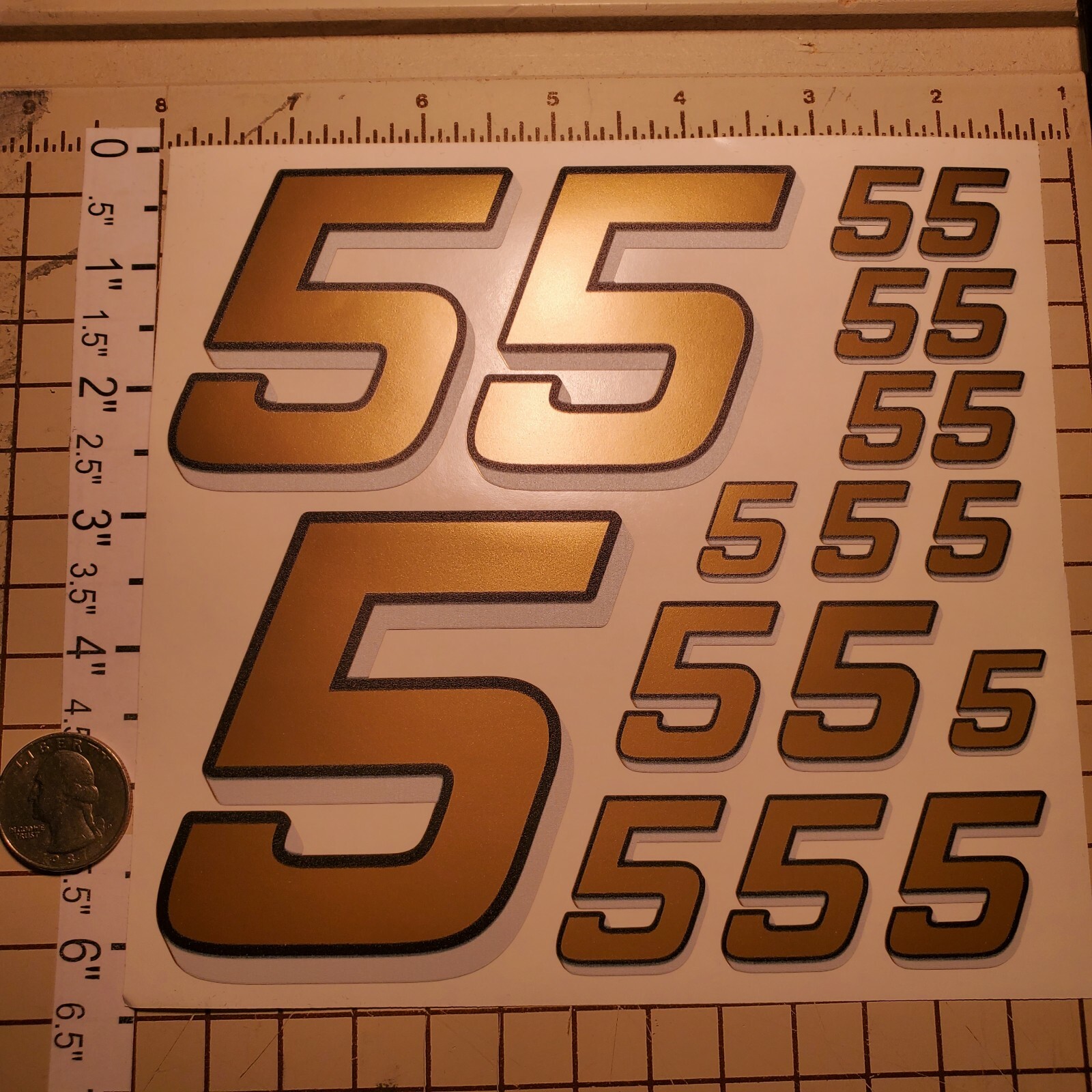 Gold w/Black-White #5's Racing Numbers Vinyl Decal Sheet 1/10-1/12 ...
