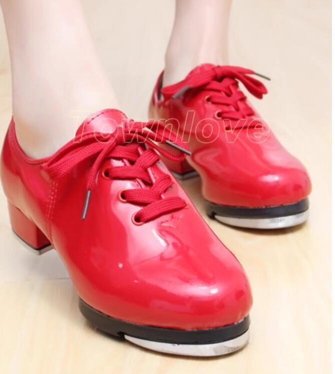 Unisex Tap Dance Shoes Women Men Jazz Step Dance Shoes Lace Up Clogging ...