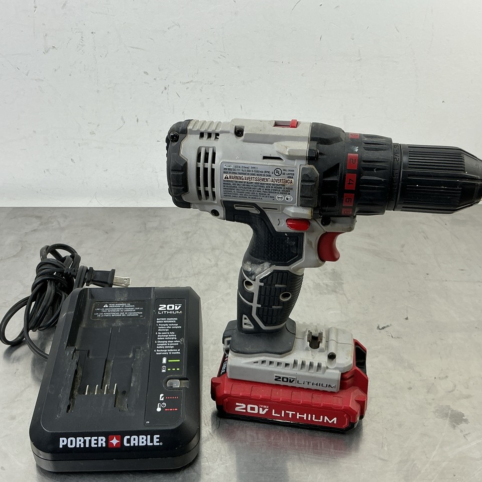 PORTER CABLE PCC601 20V MAX 1/2" Li-Ion Cordless Drill Driver, Battery ...