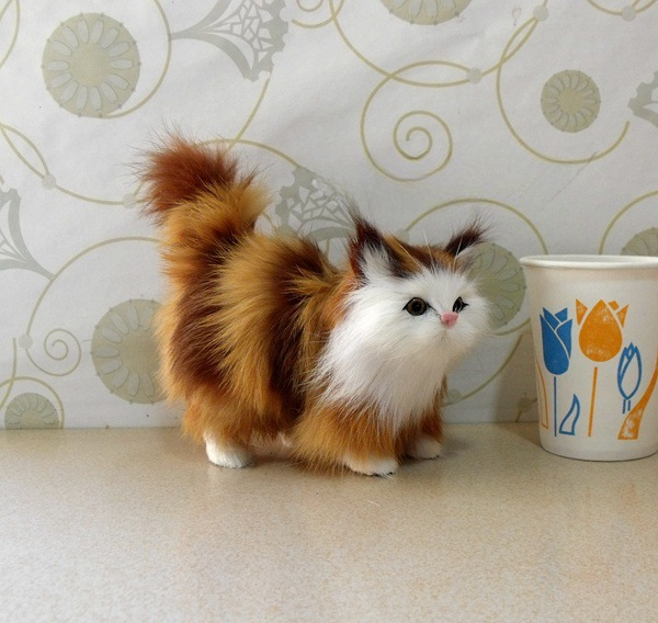 Realistic Cat Stuffed Plush Cats Toy Soft Cute Plush Cat Doll For Kid ...