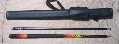 Very Nice Sportcraft Fiberglass 2 Piece Billiard Pool Cue Black/Flames ...