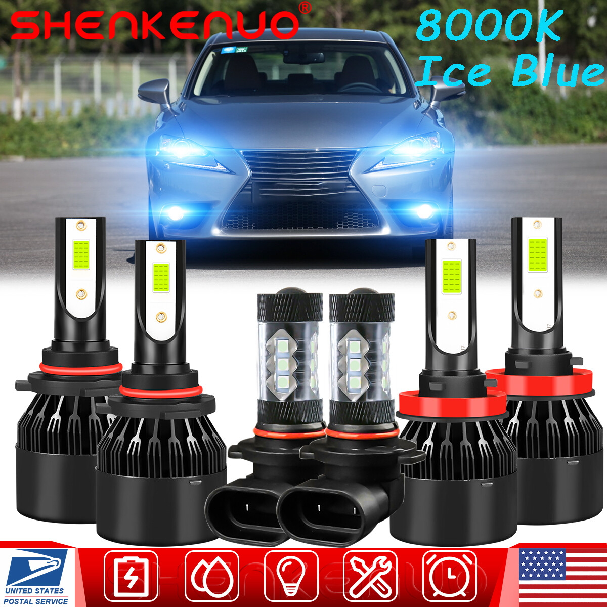 For Lexus IS250 IS350 2006-2010 LED Headlights + Fog Light Bulbs 8000K ...