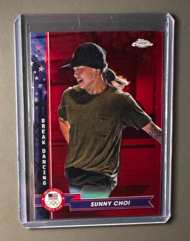Sunny Choi 2024 Topps Chrome Olympics Red Refractor /5 #64 Break ...