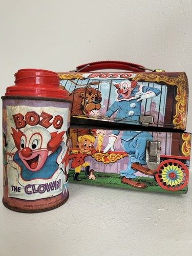 Bozo the Clown Dome Lunch Box & Thermos * Vintage * Lunchbox kit tin ...