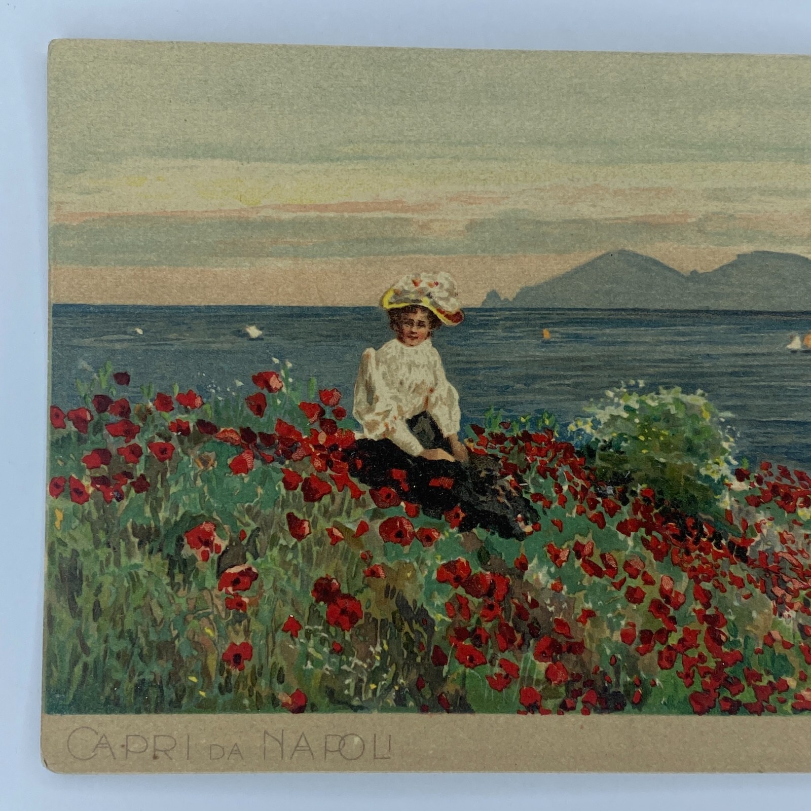 Capri da Napoli Ocean Italy Poppies VTG Postcard DB UNP Cartolina ...