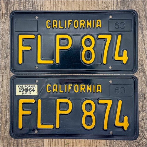 Original CALIFORNIA 1964 License Plate Pair - FLP 874 - Near NOS | eBay