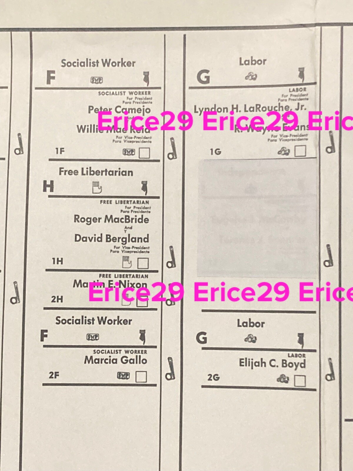 1976 Gerald Ford Jimmy Carter Election Day Voting Ballot Machine Sheet ...