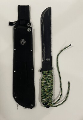 UTS 16” Fixed Blade SAW TOOTH MACHETE SURVIVAL TACTICAL KNIFE W/Black ...