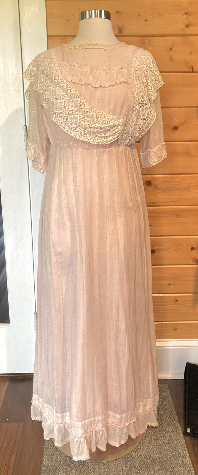 Antique Edwardian dress with chemise slip, pale pink,… - Gem