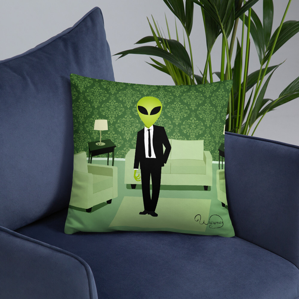 Green square pillow - Fashion alien male in a corporate suit | eBay