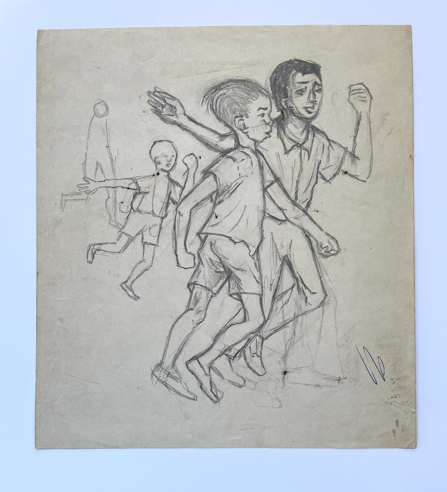 Eduardo Vera Cortes Original Pencil Drawing Sketch Children Playing ...