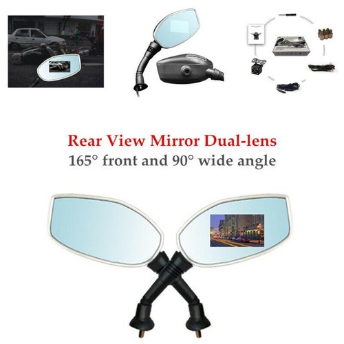 Motorcycle Rear View Mirror Front/Rear Dual-lens Hidden Camera Driving ...