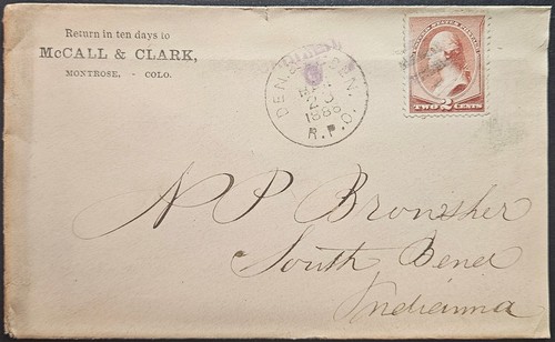 McCall Clark Montrose CO CC Denver Ogden RPO 2c Banknote 1886 | eBay