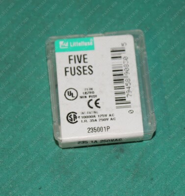 Littelfuse, 235001P, Fast Acting Glass Sub Miniature Fuse Cartridge 1A ...