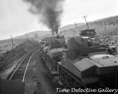 Load of WWII Tanks on a Train, Arizona Desert - 1943 - Historic Photo ...