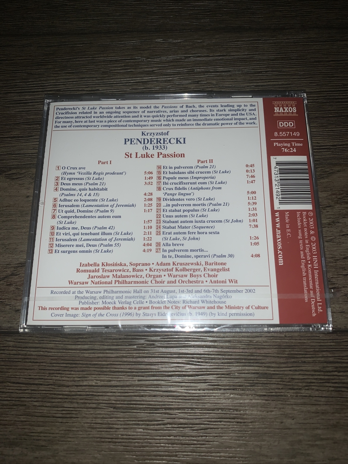 St Luke Passion by K. Penderecki (CD, 2004) for sale online | eBay