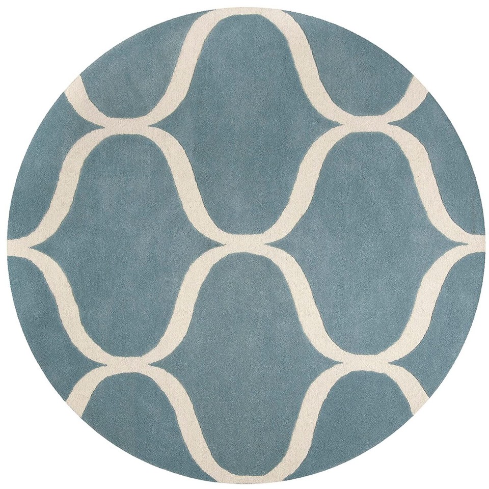 Hand Tufted Round Woollen Modern Area Rug for Living Room 8 X 8 Feet ...