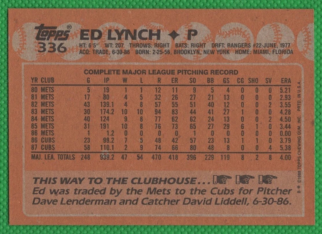 1988 Topps - #336 Ed Lynch for sale online | eBay