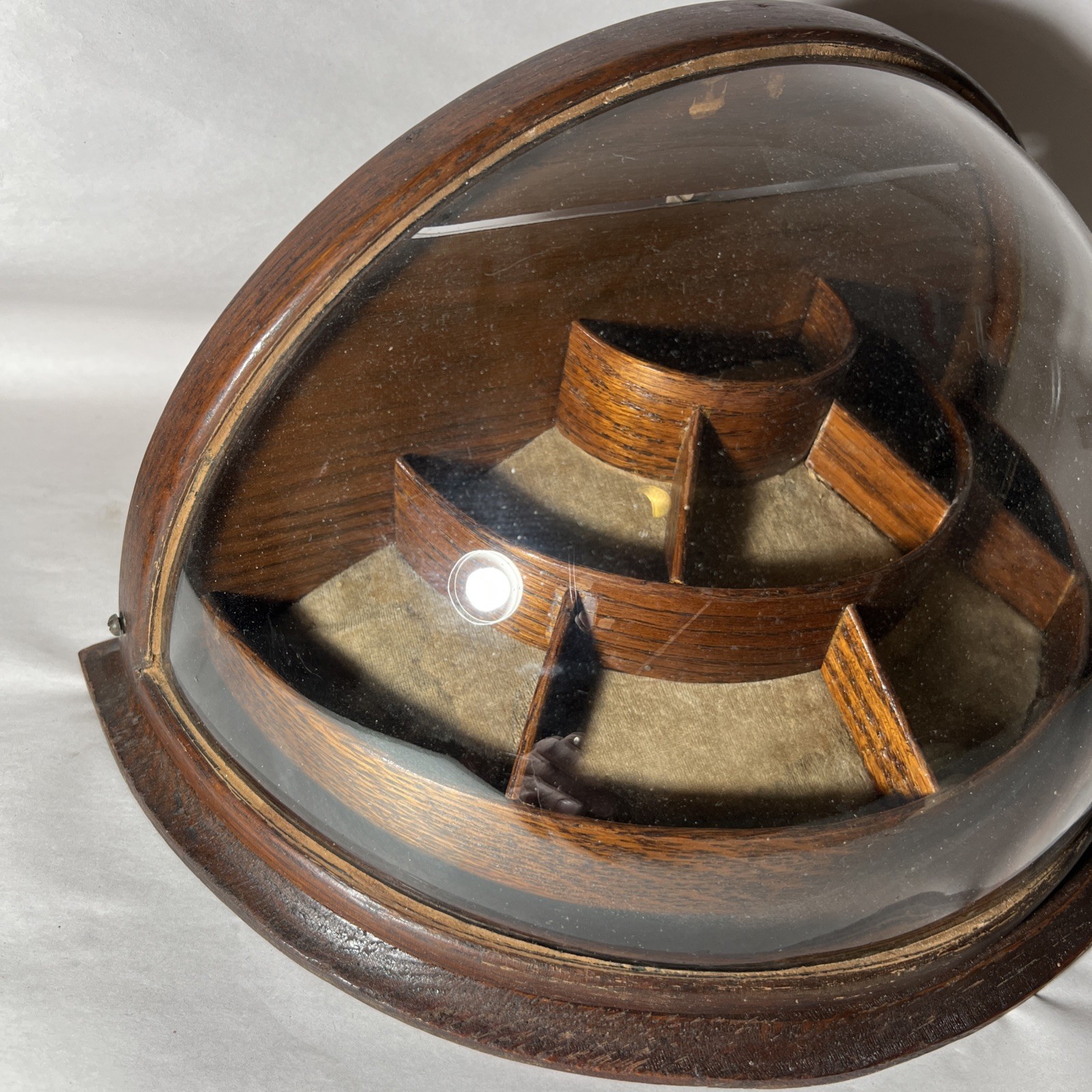 RARE ANTIQUE GENERAL STORE COLLAR BUTTON DISPLAY CASE CURVED GLASS ...