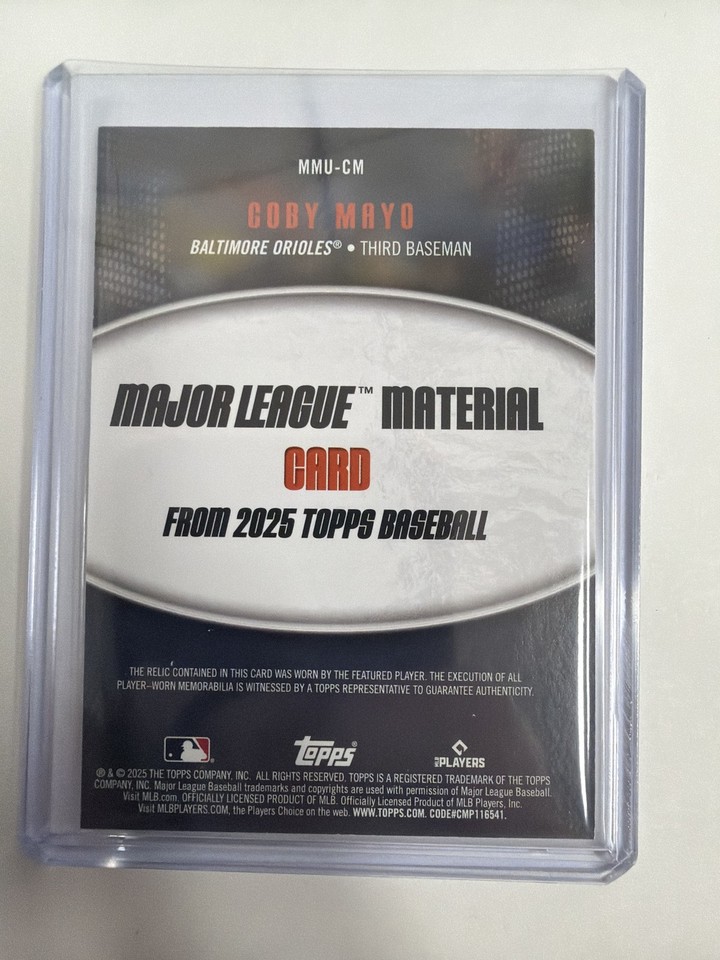 2025 Topps Update #MMU-CM Coby Mayo Major League Materials | eBay