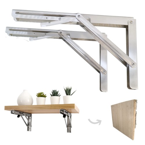 Folding Shelf Brackets 24 inch Heavy Duty,Max Load: 550 lb-Stainless ...