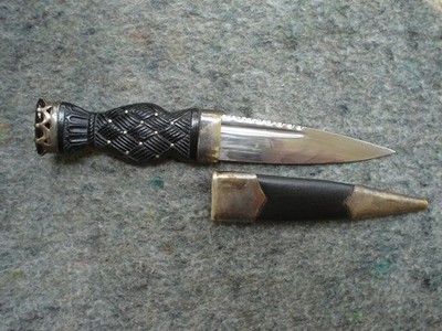 Vintage Scottish Skean Dhu Knife & Sheath, Dagger, Highlander, basket ...