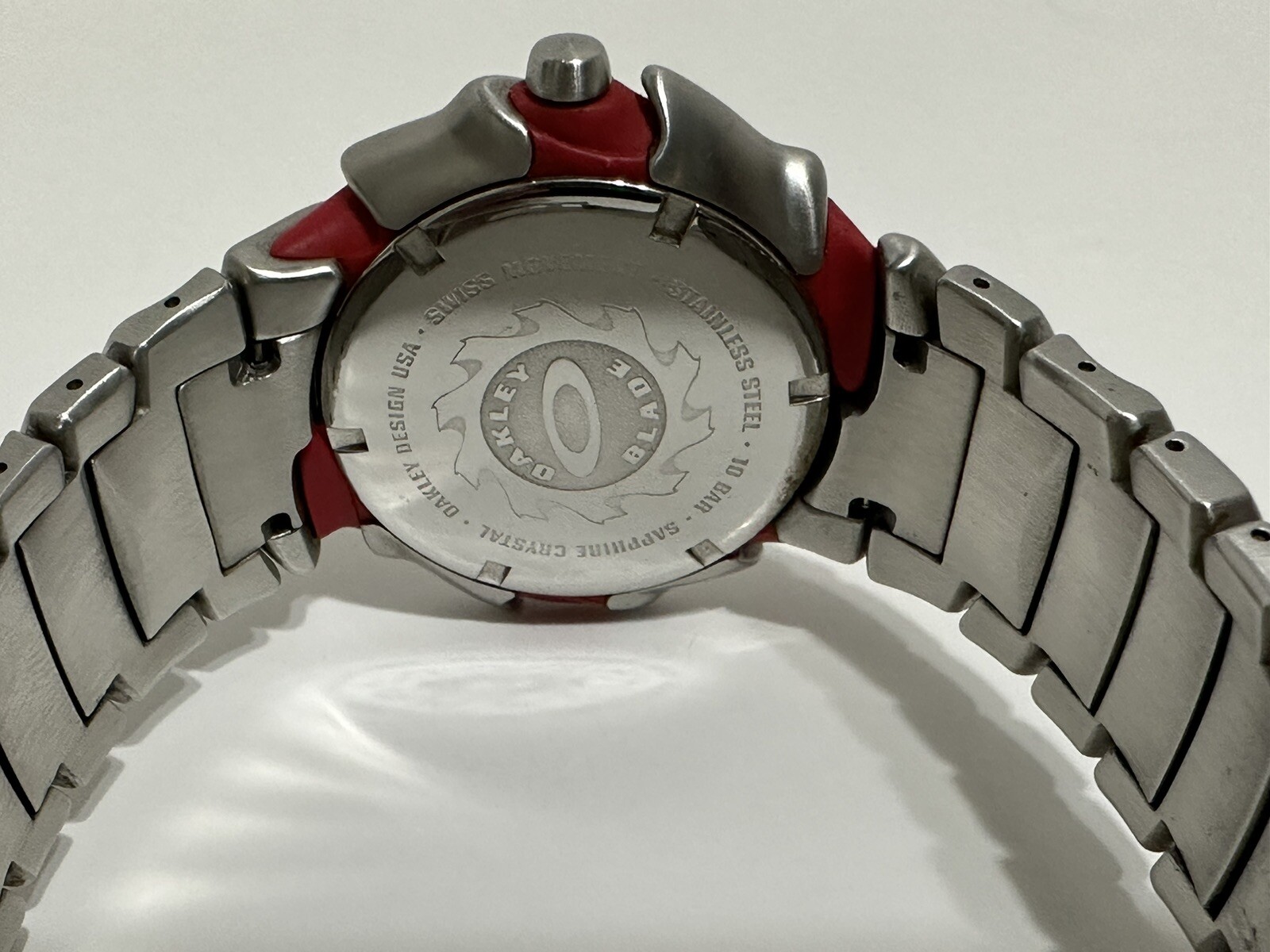 Oakley Blade II Watch w/ Red Dial Brushed Stainless Steel Case Rare ...