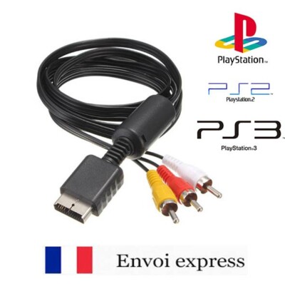 Cable video / cordon peritel RCA pour Sony Playstation PS1 PS2 PS3 slim ...