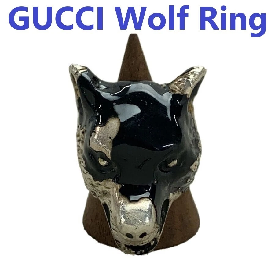 RARE GUCCI ANGER FOREST Wolf Ring US Size 10 SV925