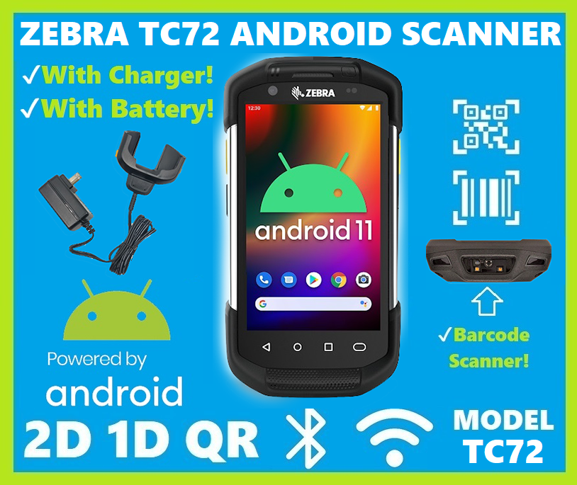 Zebra TC72 Handheld Barcode Scanner 2D/1D, Android 11, Google Play ...