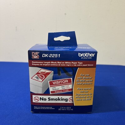 Brother Continuous Paper Label Tape 2-1/2" x 50 ft Black/White DK2251 ...