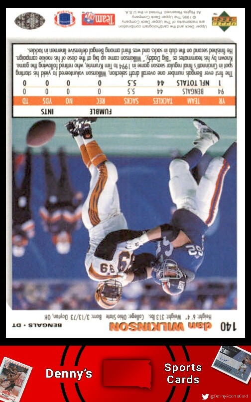 1995 Collector's Choice #140 Dan Wilkinson Cincinnati Bengals Football ...
