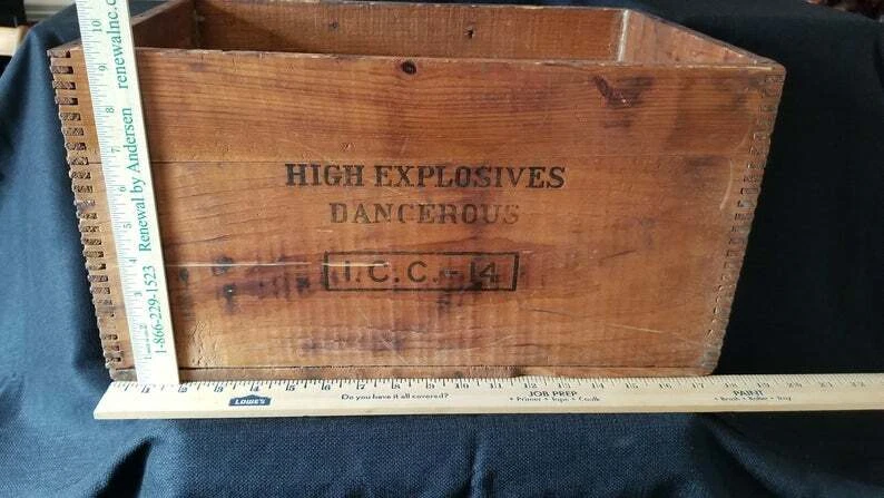 Rare Antique Wood Crate Atlas Blasting Company Dynamite Caps Box ...