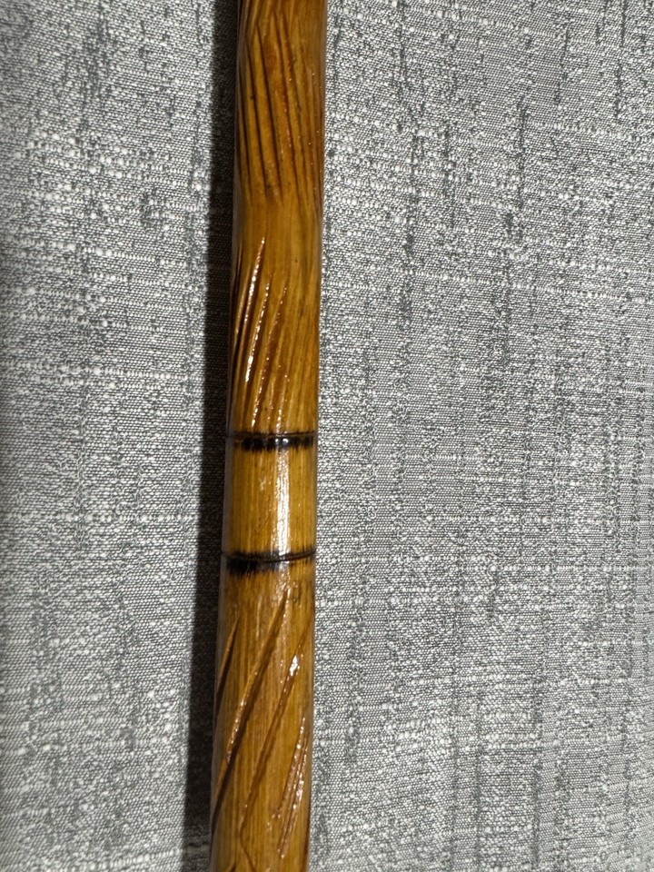 Vintage Bamboo Style Walking Stick Cane 93cm long great patina metal ...