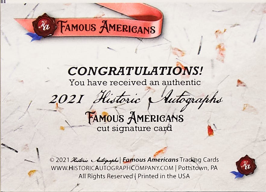 2021 Historic Autographs Stan Musial Famous Americans Cut Signature ...