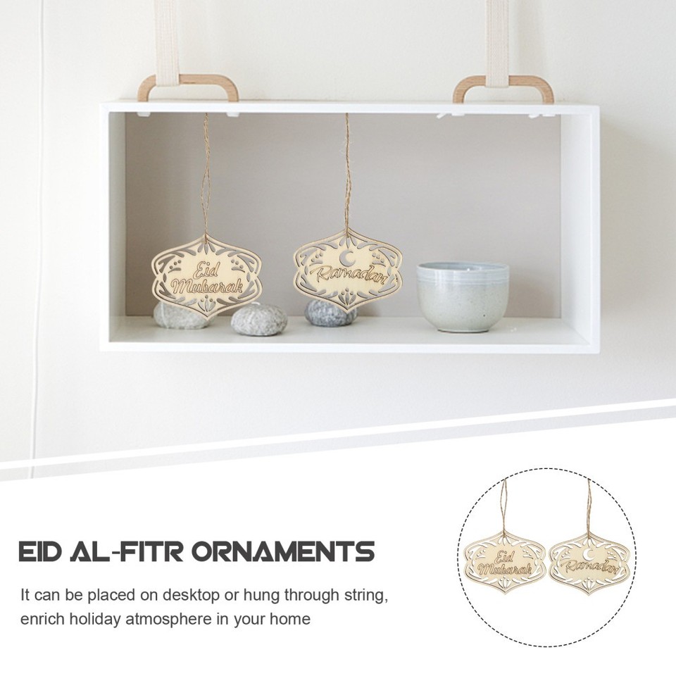 20PCS Wooden Eid Desktop Decoration Ramadan Hanging Ornament for Home ...