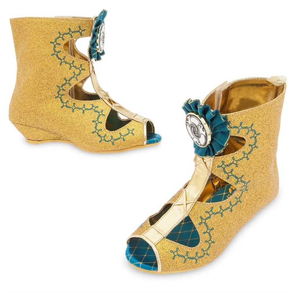 Disney Store Merida Costume Shoes Dress Up Brave Princess Gold Glitter ...