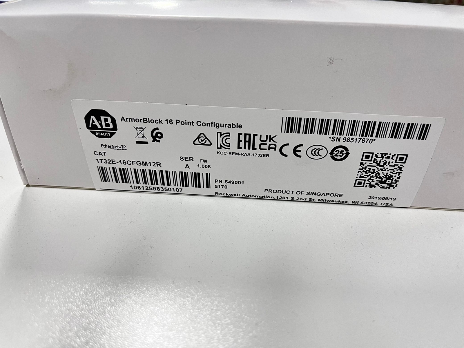 New Allen Bradley 1732E-16CFGM12R /A ArmorBlock I/O Module (Genuine ...