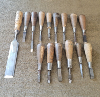 15 Wooden Wood Handle Chisel Set Carpentry Carpenter Shaving Tool ...