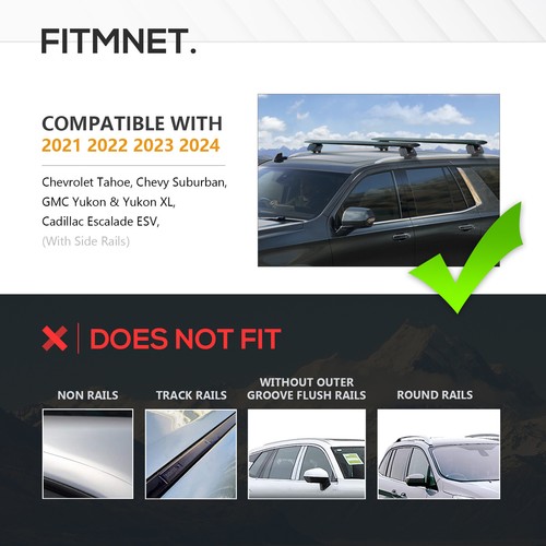 Heavy Duty 300 LBS Roof Rack Cross Bar for 2021-2024 Chevrolet Tahoe ...